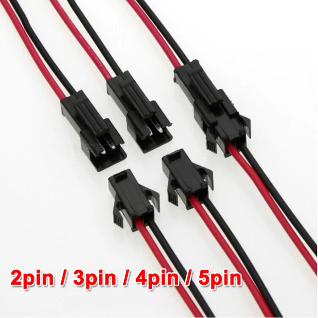 2PIN 3PIN 4PIN 5pin Male And Female 22AWG JST SM Connector Plug led ...