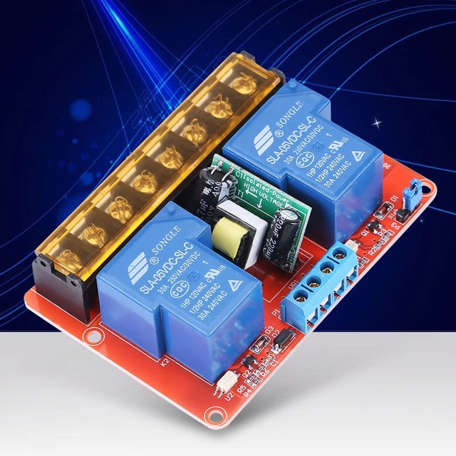 AC100V-250V 30A HIGH Power 2-Channel Relay High Current DC5V High-Low ...
