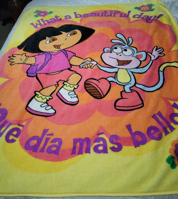 DORA THE EXPLORER Monkey Boots WHAT A BEAUTIFUL DAY Fleece Blanket ...