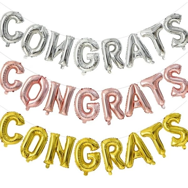 Congratulations Congrats Foil Balloons Banner Kit Graduation Engagement