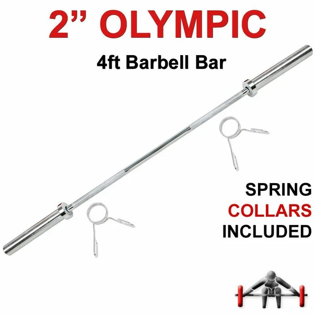 MAX STRENGTH 2& Olympic Barbell Bar 4ft Weight Lifting Gym Training ...