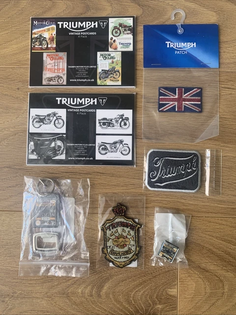 TRIUMPH MOTORCYCLES UNION Jack Flag Script Crest Patch Pin Badge ...