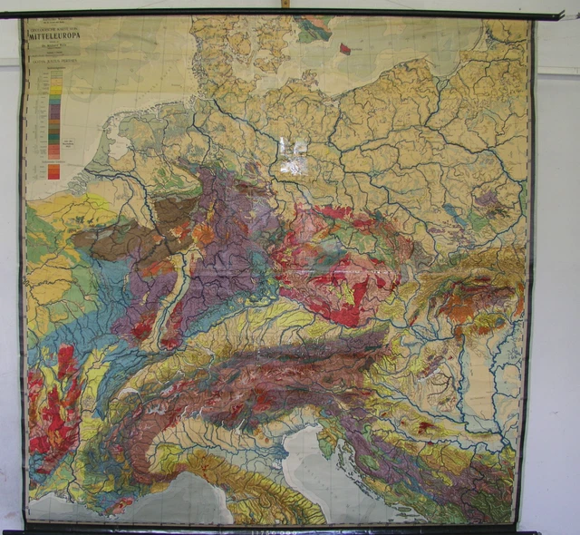 SCHOOL WALL MAP Beautiful Old Europe Map Geology 196X196 Vintage Map ...