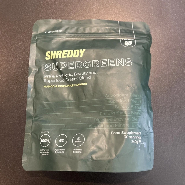 SHREDDY SUPERGREENS - Mango & Pineapple Flavour - 240g. EXP:11/2025. £ ...