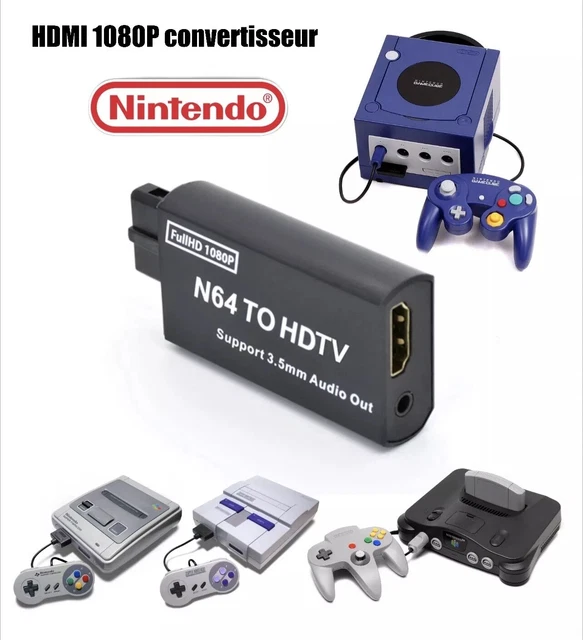 ADAPTATEUR CONVERTISSEUR HDMI Console Nintendo Rétro N64, SNES,NGC ...
