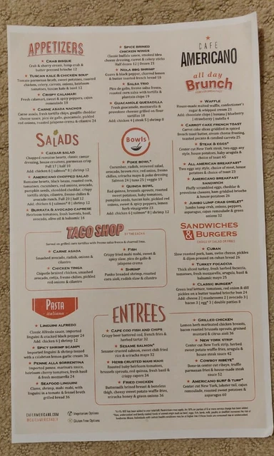 CAFE AMERICANO RESTAURANT Menu, FAMOUS, POPULAR in Las Vegas £16.31 ...