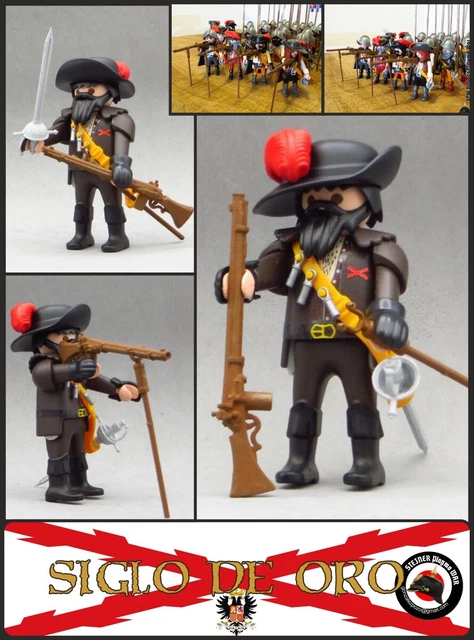 PLAYMOBIL CUSTOM THIRD Soldier SPANISH ARMY MUSKETEER Pirate Weapon ww2 ...