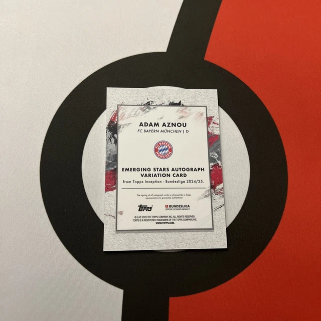TOPPS BUNDESLIGA INCEPTION 2024/25 FC Bayern München Adam Aznou RC Auto ...