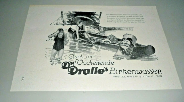 ALTE REKLAME WERBUNG Birkenhaarwasser Dr.. Dralle um 1920 EUR 17,00 ...