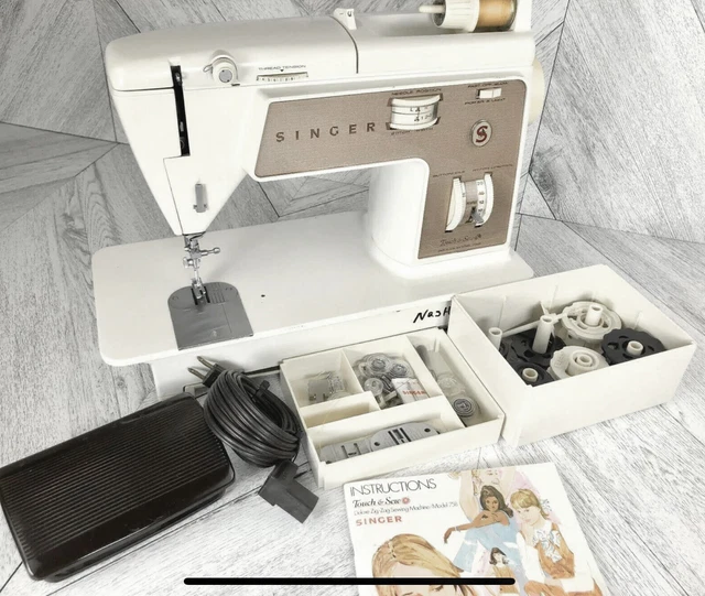 SINGER 758 ZIG Zag Sewing Machine Touch & Sew Vintage Touch-N-Sew w ...
