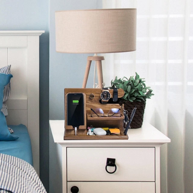 1X(MULTIFUNCTIONAL WOODEN TELEPHONE Extension Base Bedside Table ...