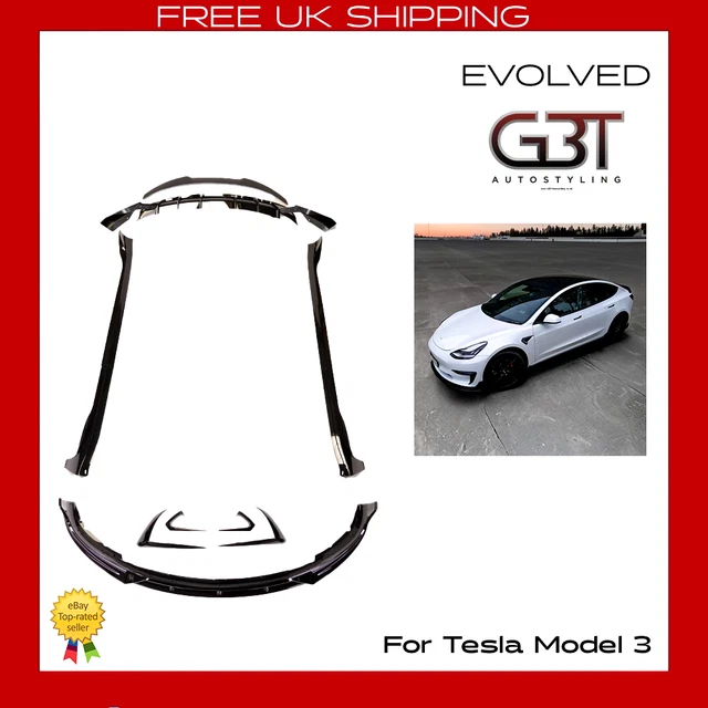 FOR TESLA MODEL 3 Body Kit Bodykit Front Lip Diffuser Side Skirt Gloss ...