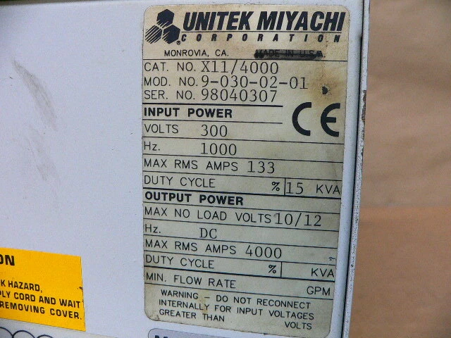 UNITEK MIYACHI CORPORATION 9-030-02-01, X11/4000 Welding Controller ...