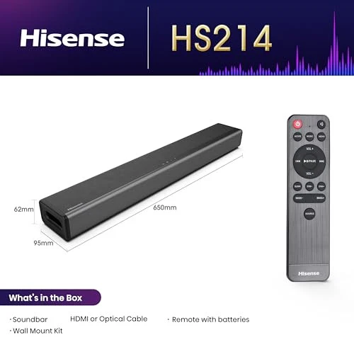 HISENSE HS214 SOUNDBAR - Wireless Bluetooth, Bass, AUX, HDMI, USB, TV Speaker £142.85 - PicClick UK