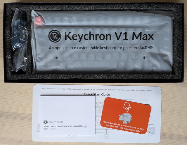 KEYCHRON V1 MAX 75% UK Layout Brown Tactile Switch (V1M-D3-UK) £94.30 ...