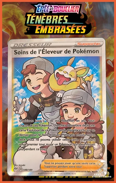 CARTE POKÉMON SOINS de l'éleveur de pokemon 188/189 EB03 Ténèbres ...
