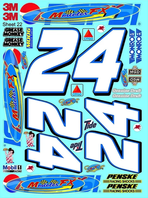 CLEAR VINYL RACING Sticker Racing SHEET 22-R/C MODEL Die-cut-Decals 1/ ...