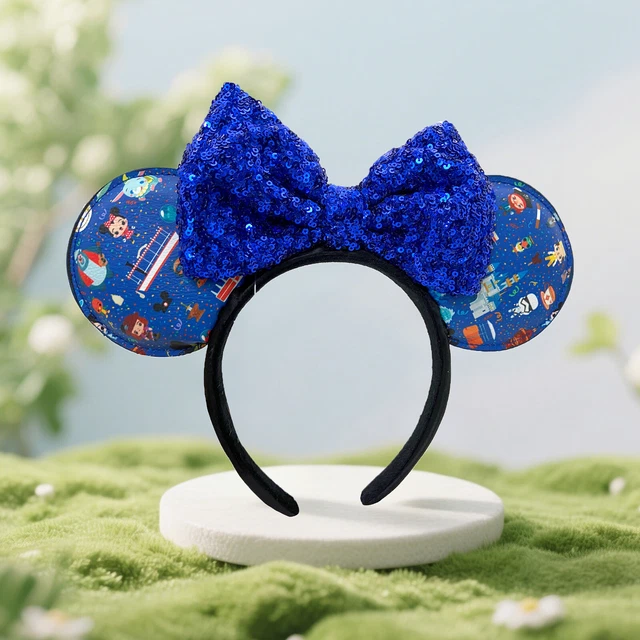 DISNEY` BLUE SEQUIN Pattern Mickey Mouse Ear Headband-Party Decoration ...