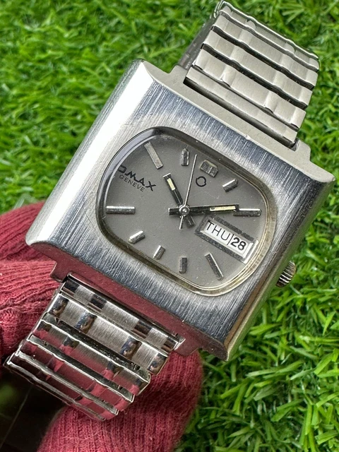 OMAX VINTAGE WATCH with TV face Television Dial Day Date Geneve $140.00 ...