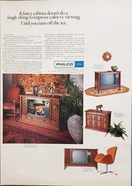 1968 PHILCO COLOR TV Home Entertainment Center Match Your Sofa Print Ad ...