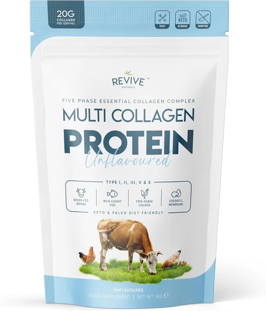 REVIVE NATURALS MULTI Collagen Powder 1kg Types I II III V X Hydrolyzed ...