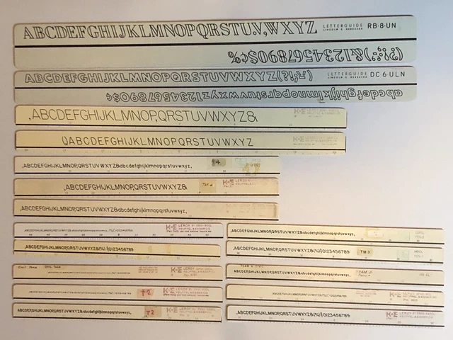 K&E KEUFFEL ESSER Leroy Guide Ruler Lettering Template LOT Of 17 Faber ...