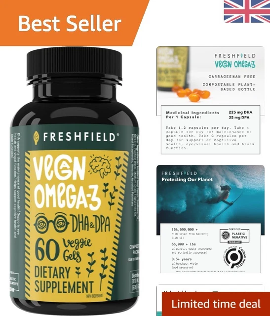 FRESHFIELD OMEGA-3 DHA & DPA Supplement - Mercury-Free Algae Oil 60 ...