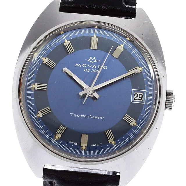 OROLOGIO UOMO MOVADO tempomatic cal.2562 Data Quadrante Blu Automatico_796473 EUR 746,33 ...