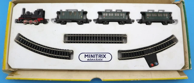 MINITRIX ELECTRIC 1901 train set passenger train with steam locomotive ...