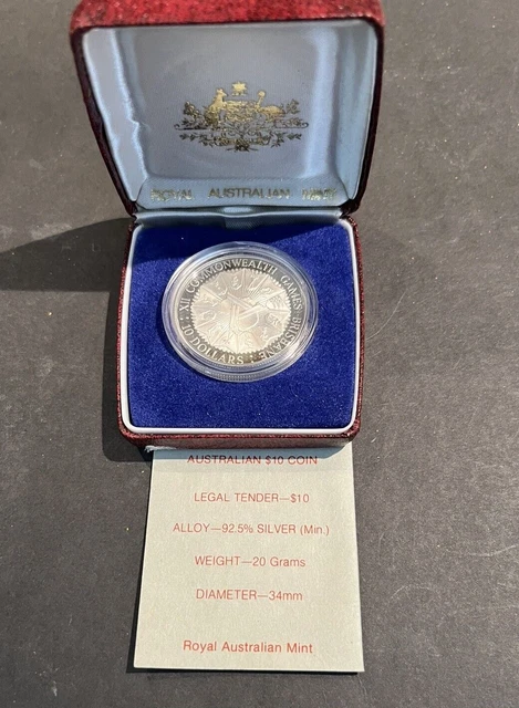 1982 $10 COMMONWEALTH Games PROOF SILVER Coin. Royal Australian Mint ...