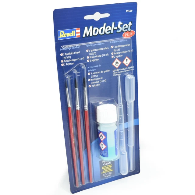 REVELL® MODEL SET Plus Acrylic Enamel Paint Model Brushes Size 0, 3, 10 ...