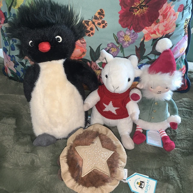 JELLYCAT CHRISTMAS 🎄 Leffy Elf Small, Mouse 🐭, Mince Pie 🥧 & Penguin 🐧 ...