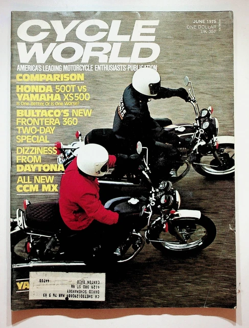 1975 JUNE CYCLE World Motorcycle Magazine Honda 500T vs Yamaha XS500 ...