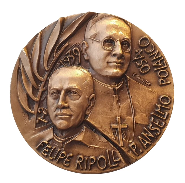 SPAIN MEDAL TO Honor Anselmo Polanco & Felipe Ripoll By Maba, 61mm £12. ...