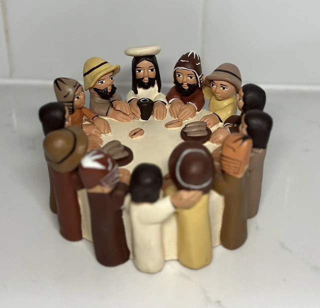 JESUS APOSTLES LAST Supper Clay Figure Peruvian Pottery Religious Folk ...