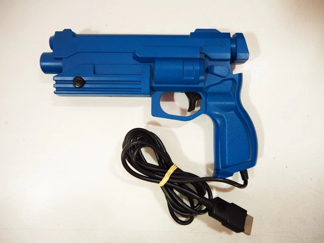 GUN PISTOLET CONTROLLER officiel official bleu blue SEGA Saturn EUR PAL ...