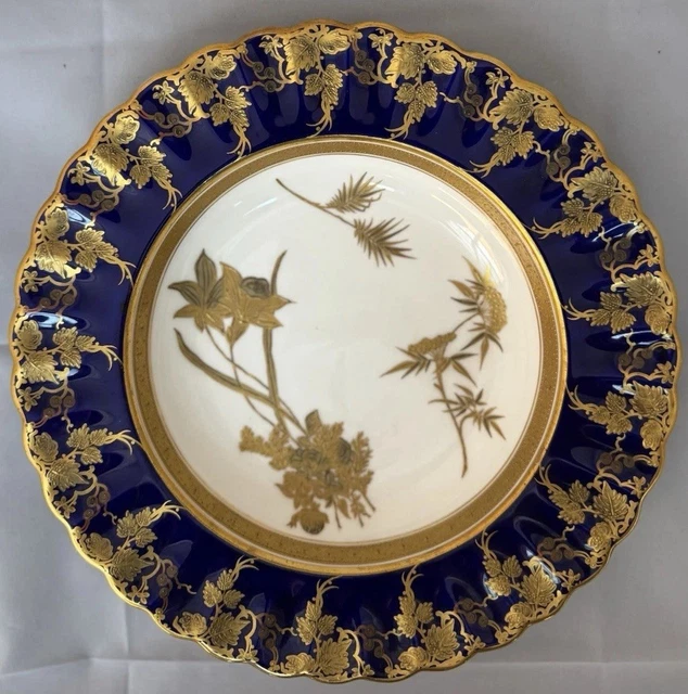 RARE ANTIQUE SPODE Copeland Cobalt Blue Gilt Gold Encrusted Dinner Plate Bowl £105.43 - PicClick UK