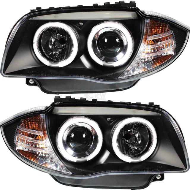 SCHEINWERFER SET SATZ Angel Eyes für BMW E81 E82 E87 E88 2004-2011 klar schwarz EUR 293,60 ...