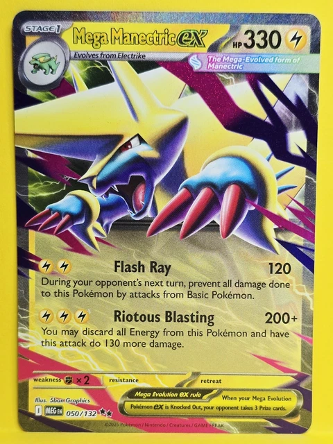 2025 😺 POKEMON Mega Evolution Mega Manectric ex #100/132 Double Rare £4 ...