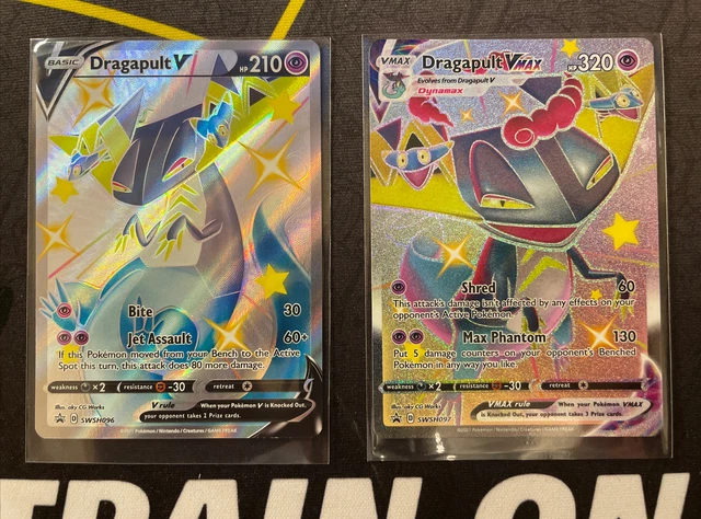 SHINY DRAGAPULT VMAX SWSH097 & Dragapult V SWSH096 BLACK STAR PROMO NM ...