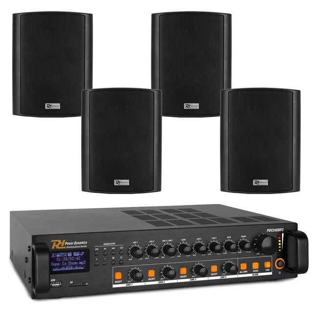 POWER DYNAMICS 4 Zone Outdoor PA System - 6.5" Black Weatherproof ...