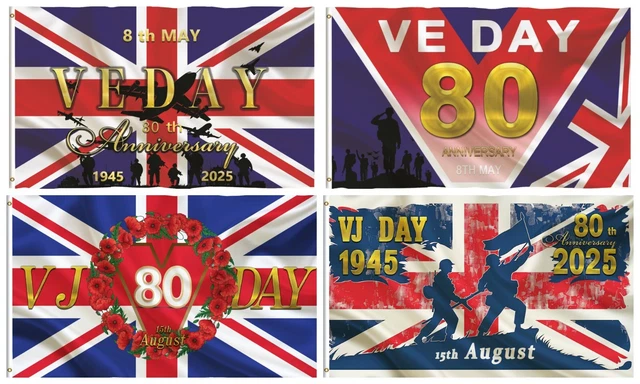 2025 VE DAY 80th Anniversary Banner Flag Decorations 80 Years Victory ...
