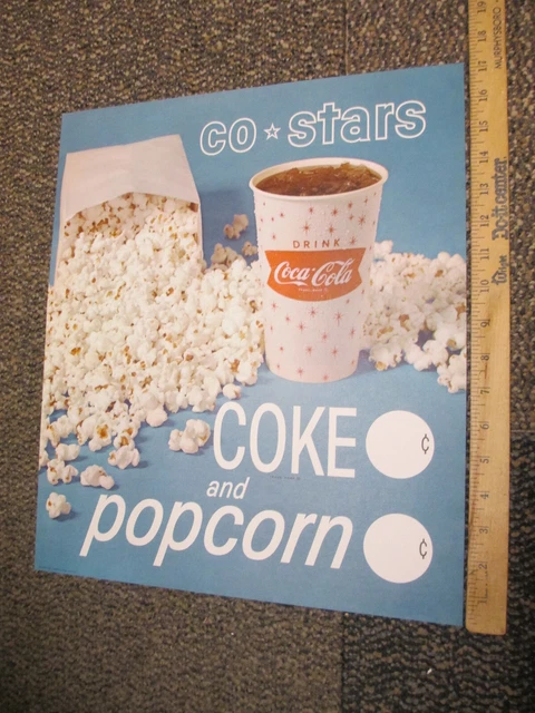 COCA COLA COKE 1960s popcorn soda movie theater concession poster store ...