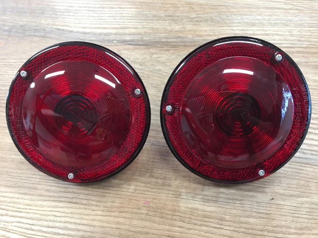 WILLYS JEEP CJ2 Cj3 Cj4 Cj5 Cj6 12V Red Rear Brake Tail Lights Lamps ...