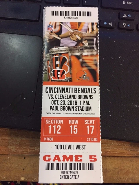CINCINNATI BENGALS AT Cleveland Browns 10-23-1994 NFL ticket Topps Tim ...