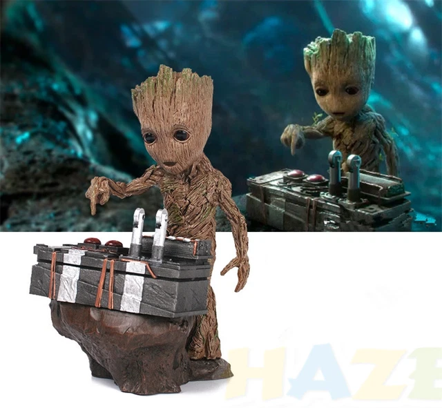 GUARDIANS OF THE Galaxy Baby Groot Push Bomb Scene Resin Figur Modell ...