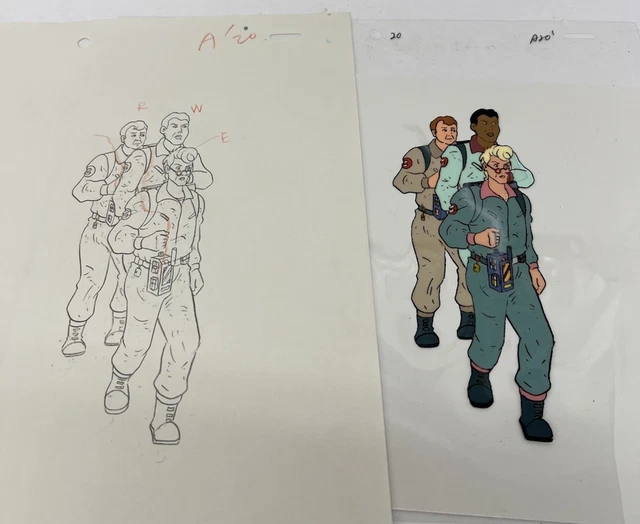 THE REAL GHOSTBUSTERS 80’s Production Animation Cel & Sketch Drawing ...