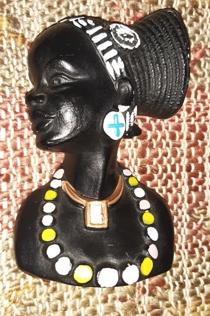 VINTAGE 50S CHALKWARE plaster Lady Head Face Wall Plaque Silhouette ...