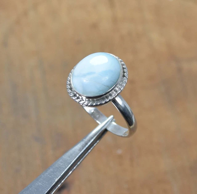 925 SOLID STERLING Silver Blue Larimar Ring-7 US s950 EUR 9,53 ...