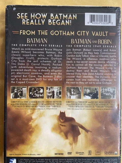 GOTHAM CITY SERIALS: Batman (1943)/Batman and Robin (1949) (DVD, 1943 ...